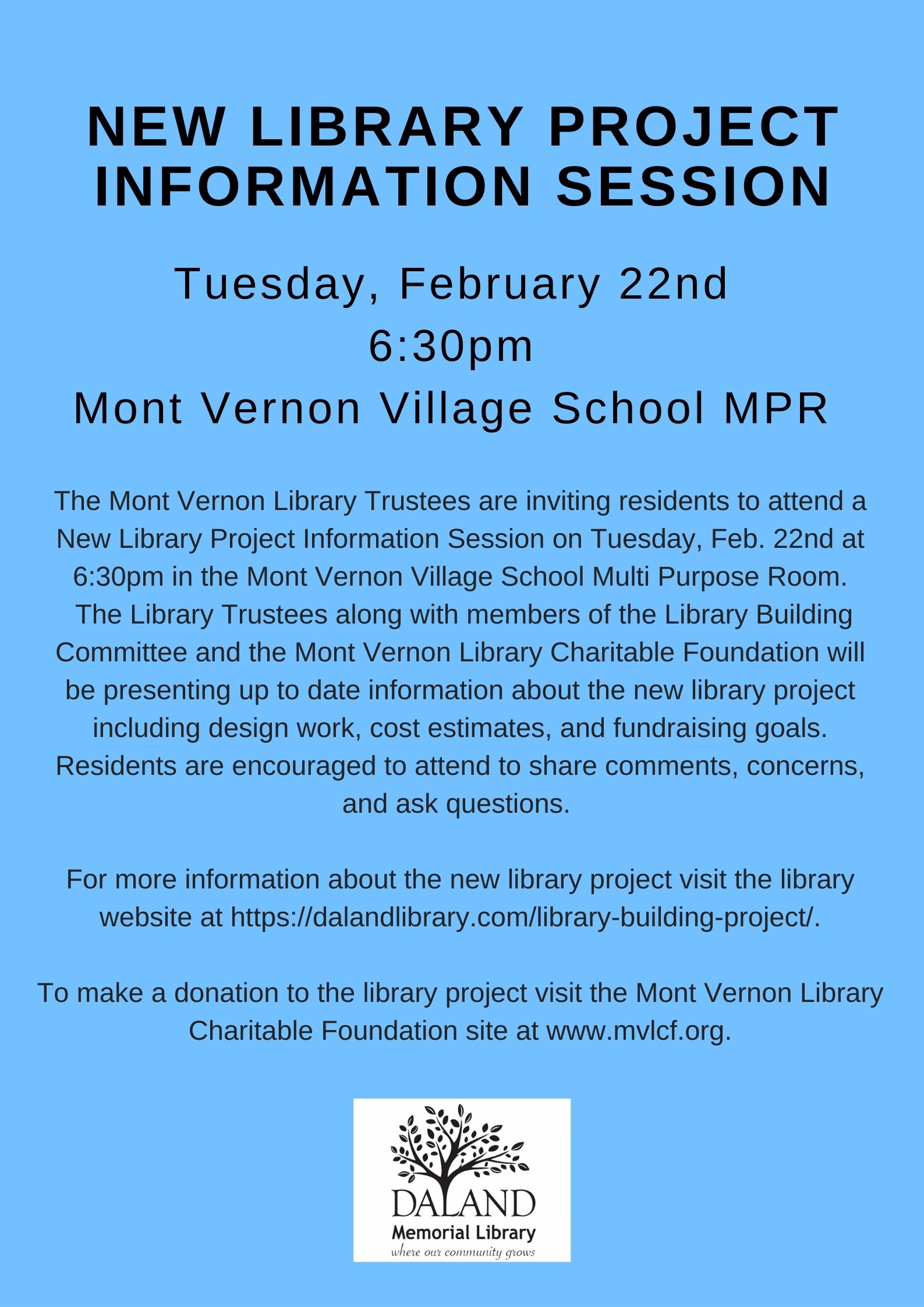 New Library Project Information Night | Daland Memorial Library